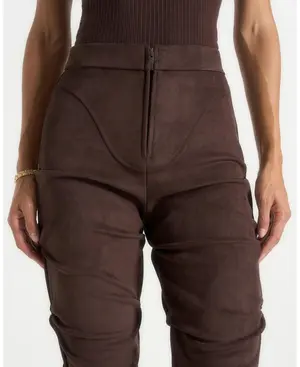 Manière De Voir Caroline Tacked Suede Flared Trousers
