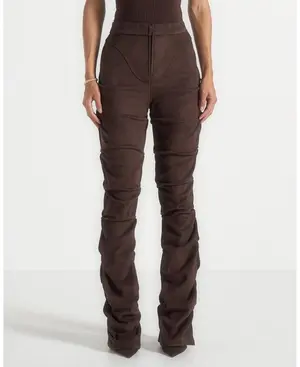 Manière De Voir Caroline Tacked Suede Flared Trousers