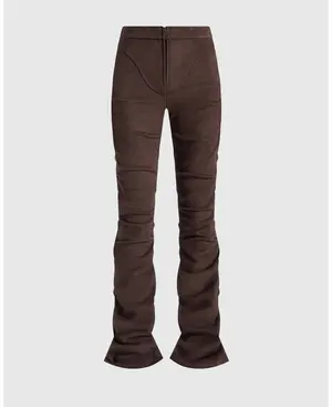 Manière De Voir Caroline Tacked Suede Flared Trousers