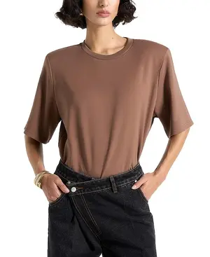 Manière De Voir Mia Wide Shoulder Bodysuit T-shirt - Brown