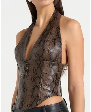 Manière De Voir Sloane Python Halterneck Corset Top