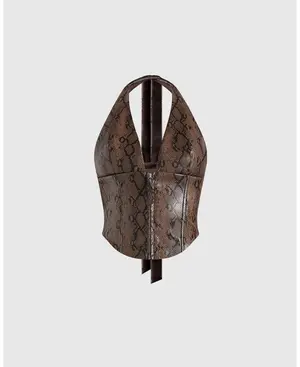 Manière De Voir Sloane Python Halterneck Corset Top