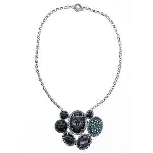 GEM KINGDOM Silver / Black / Blue Ex Voto Midnight Allure Pendant Necklace