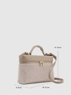 REISS Ines Leather And Woven Vanity Crossbody Bag