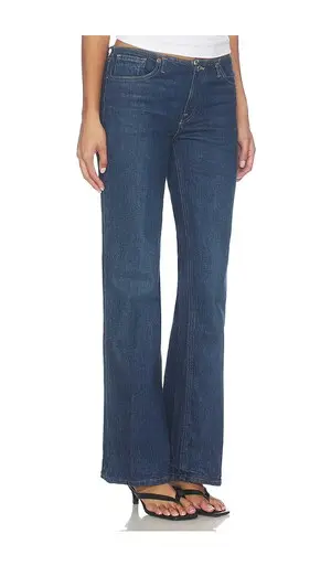 Good American Ghost Waist Low Rise Bootcut Jeans In Denim-dark