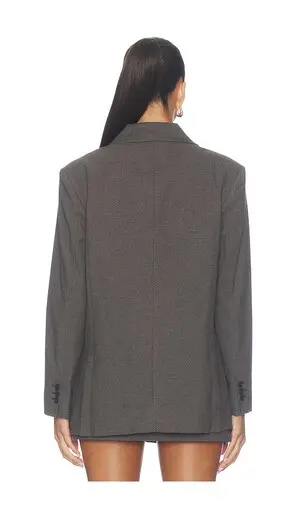 Good American The Oversized Blazer In Charcoal Mini Houndstooth In Charcoal