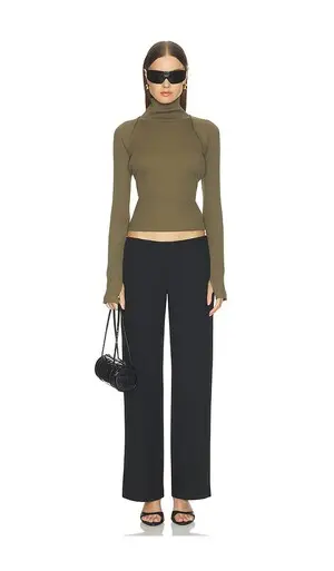 Helmut Lang Shrug Layer Top In Dark Green