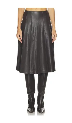 Commando Faux Leather Pleated Midi Skirt In Black