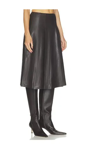 Commando Faux Leather Pleated Midi Skirt In Black