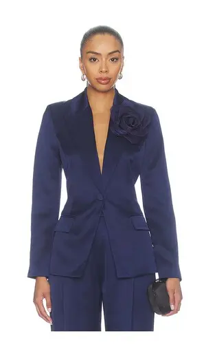 NADINE MERABI Satin Blazer - Navy