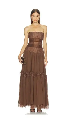 V. CHAPMAN Sloane Dress In Brown - Pinecone
