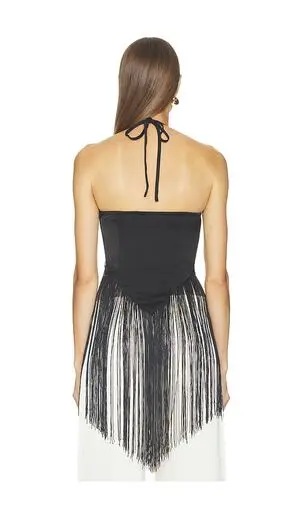 Superdown Aila Fringe Halter Top