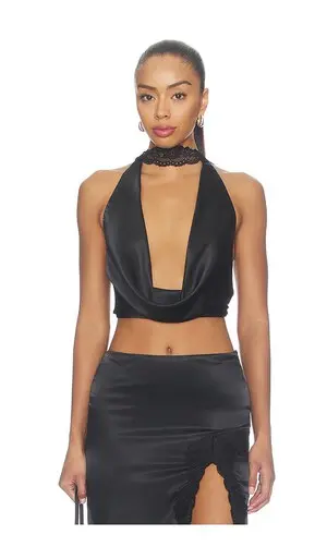 MORE TO COME Flyn Cowl Neck Top - Black