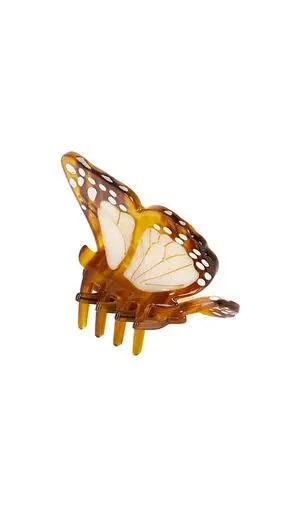 SOLAR ECLIPSE Hand-painted Mini Boho Monarch Claw Hair Clip In Beige - Brown