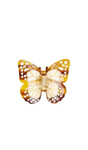 SOLAR ECLIPSE Hand-painted Mini Boho Monarch Claw Hair Clip In Beige