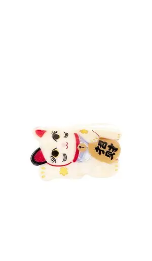 SOLAR ECLIPSE Hand-painted Maneki-neko Cat Claw Hair Clip In Beige - Good Fortune