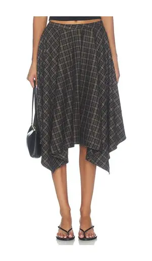 ALL THE WAYS Betty Midi Skirt In Navy Plaid In Multi - Plaid Multi