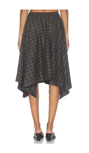 ALL THE WAYS Betty Midi Skirt In Navy Plaid In Multi