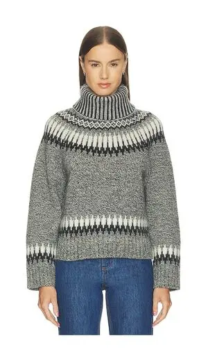 Monse Fair Isle Turtleneck Sweater In Grey - Grey Multi