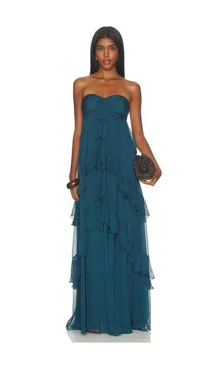 Rococo Sand Strapless Ruffle Maxi Dress