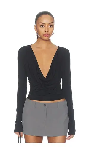 Superdown Dalton Cowl Neck Top - Black