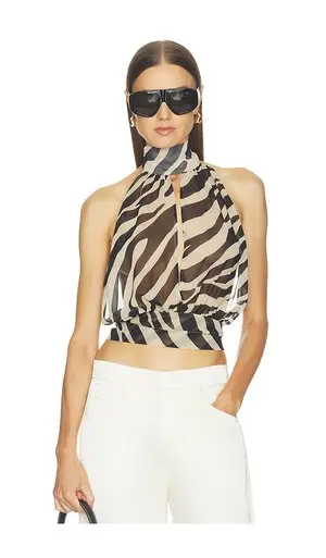 Superdown Skylah Open Back Top In Black & White - Zebra