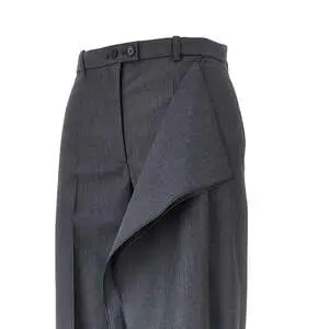 JIL SANDER Draped-effect Fil-à-fil Wool Pants