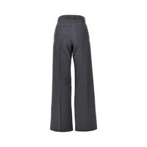 JIL SANDER Draped-effect Fil-à-fil Wool Pants - Grey