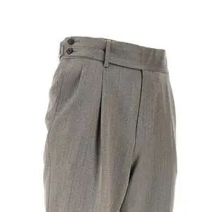 LUIGI BIANCHI Pleated Chevron Wool Pants
