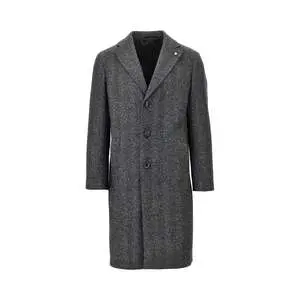 LUIGI BIANCHI Herringbone Wool Midi Coat