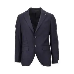 LUIGI BIANCHI Super 110's Wool Single-breasted Jacket - Blue