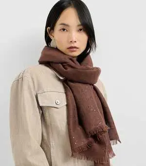 Brunello Cucinelli Cashmere-silk Embellished Scarf