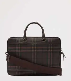 Burberry Canvas City Check Briefcase