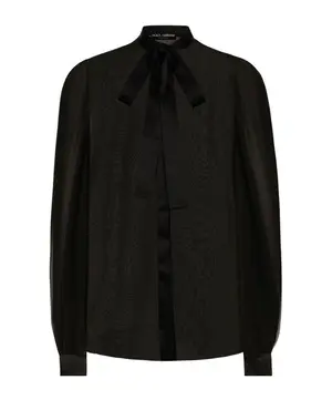 Dolce & Gabbana Dolce Gabbana Pussy-bow Chiffon Shirt - Black