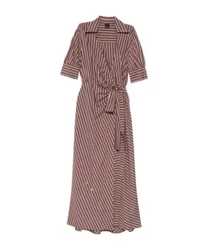 Pinko Striped Short Sleeve Maxi Shirt Dress