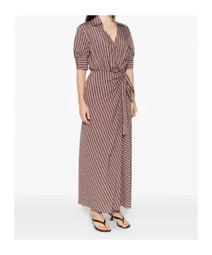 Pinko Striped Short Sleeve Maxi Shirt Dress