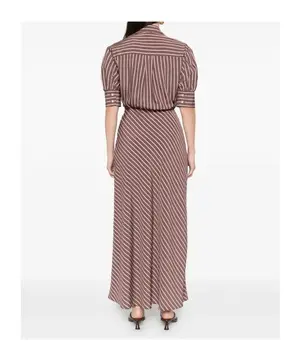 Pinko Striped Short Sleeve Maxi Shirt Dress