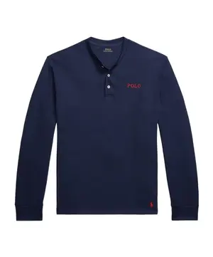 Polo Ralph Lauren Solid Color Minimalist Long Sleeve Polo Shirt - Black