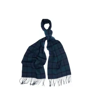 Barbour Tartan Checked Fringed Scarf - Black