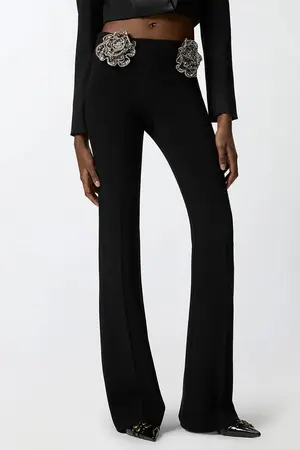 Pinko Floral-appliqué Flared Trousers