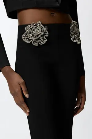 Pinko Floral-appliqué Flared Trousers