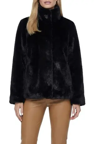 LYLA GRANT Fur-free Mink Reversible Short Jacket - Black/black