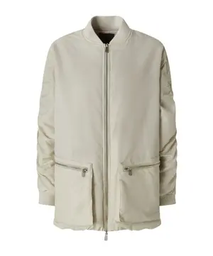 Pinko Logo Patch Gathered Sleeve Coat - Nude