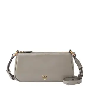 Pinko Leather Mini Half Moon Baguette Crossbody Bag