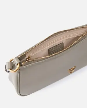 Pinko Leather Mini Half Moon Baguette Crossbody Bag