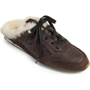Yosi Samra Uptown Slide Sneaker With Faux Fur Trim - Brown