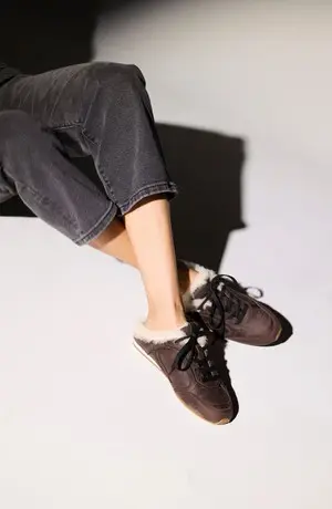 Yosi Samra Uptown Slide Sneaker With Faux Fur Trim