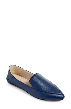 Yosi Samra Vivina Croc Embossed Leather Loafer - Navy
