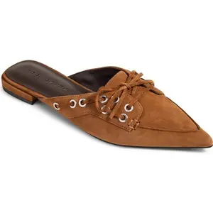 Yosi Samra Astor Pointed Toe Suede Flat Mule - Whiskey