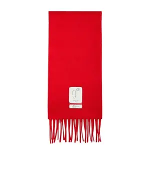 Jacquemus Fringed Logo-patch Scarf Red